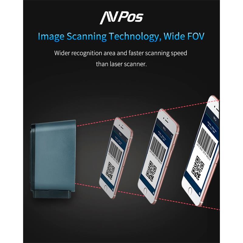 LECTOR AVPOS CODIGOS AVPOS BP760 OMNIDIRECCIONAL SOBREMESA USB 1D +2D + QR