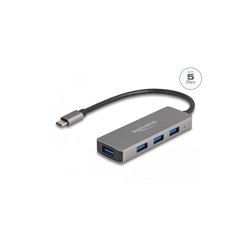 DeLOCK Concentrador USB 5 Gbps de 4 puertos con conector USB Type-C - Puertos USB Tipo-A en el ...